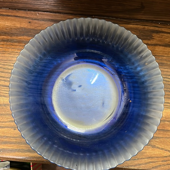 Dining | Vintage Made In Brazil Large Blue Glass Transparent Bowl ...